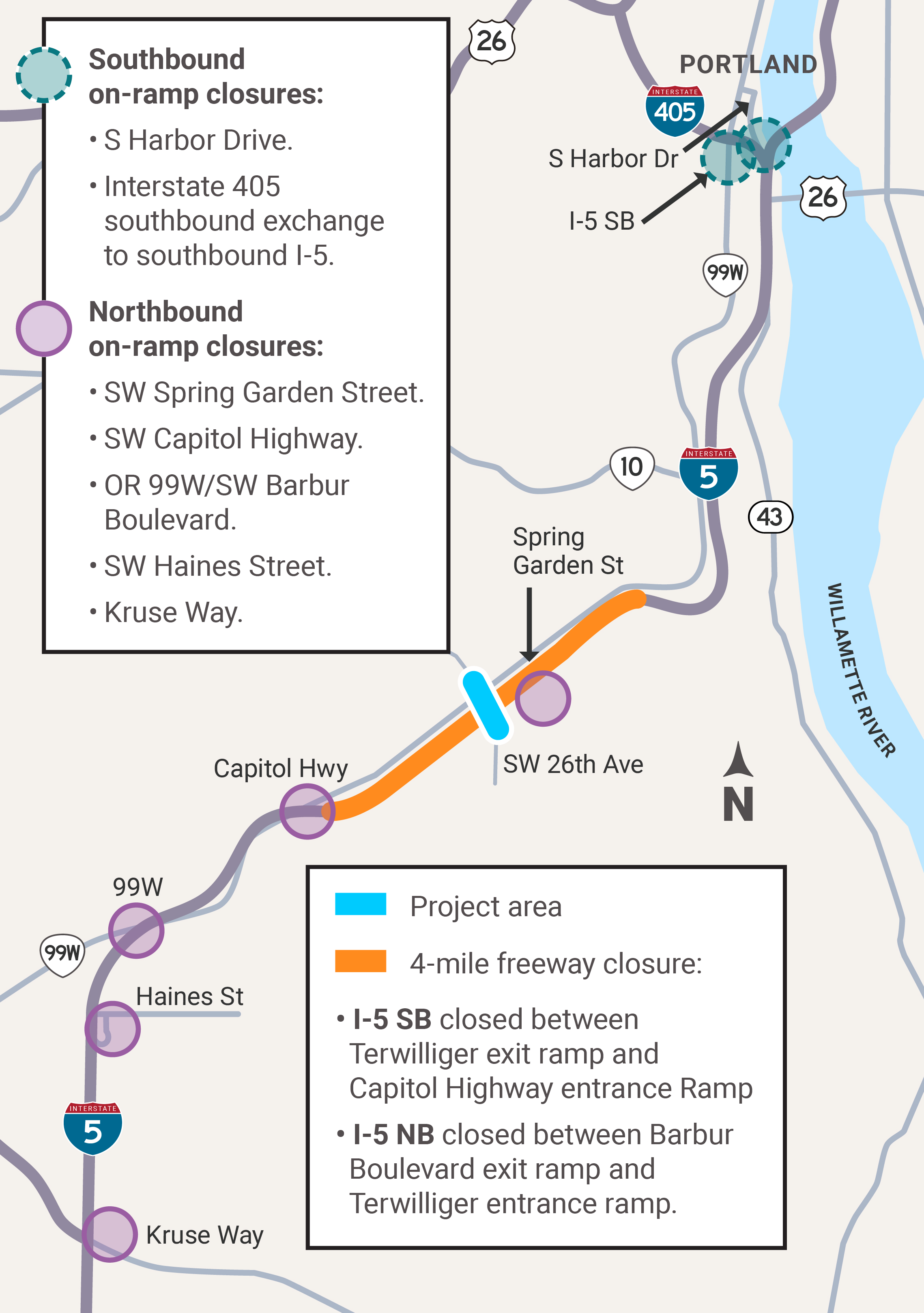 REMINDER: I-5 closes tonight at 9 p.m. for one weekend south of downtown Portland.